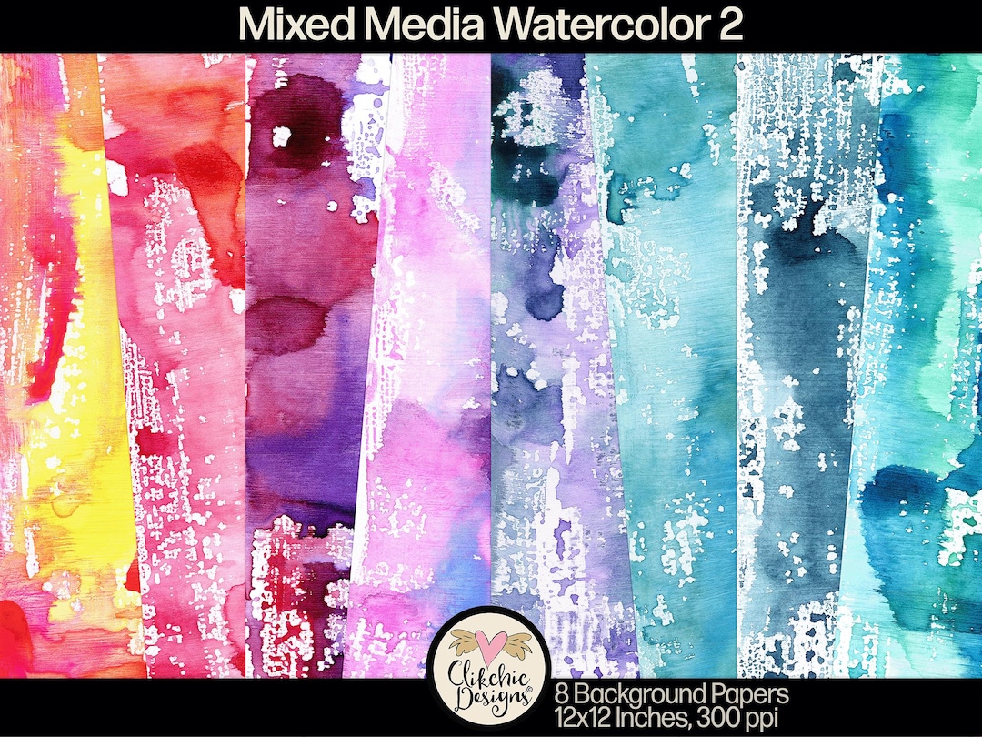 Watercolor Texture Digital Paper: Mixed Media Backgrounds (digital ...