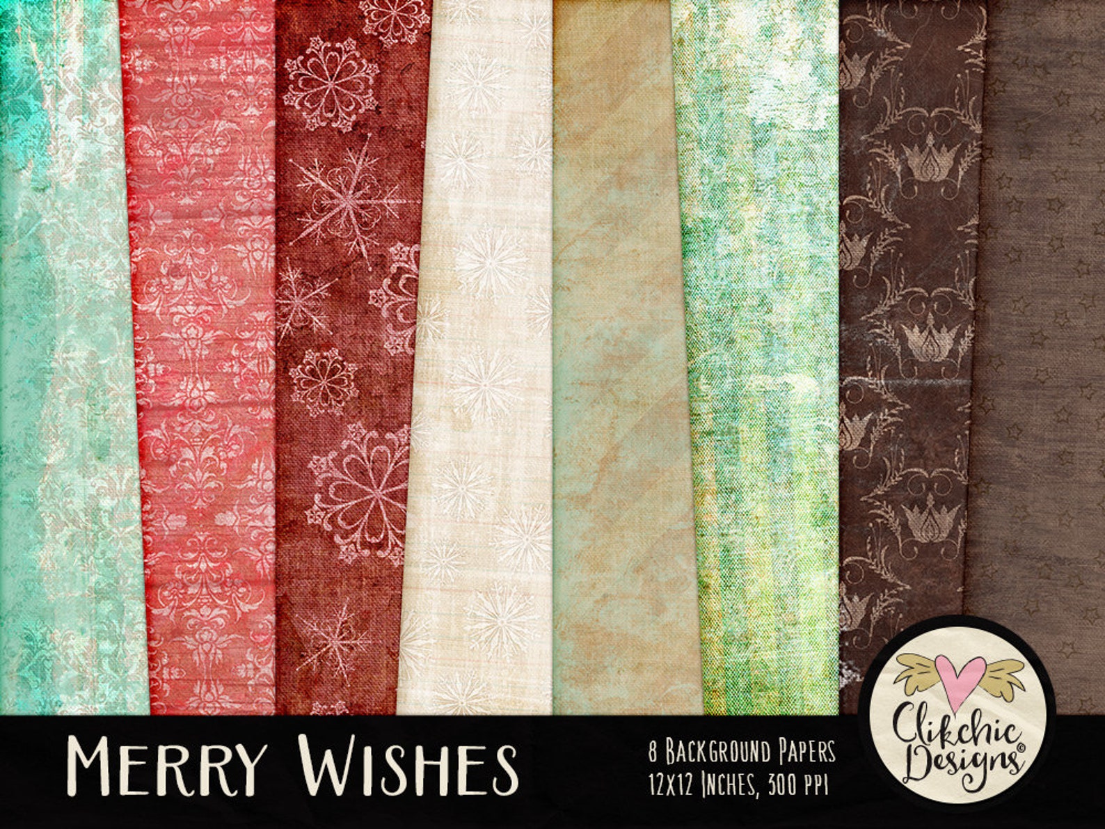 Christmas Digital Scrapbook Kit Clip Art Merry Wishes - Etsy