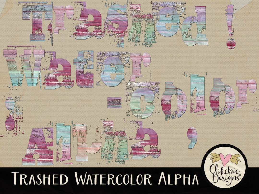 Grunge Watercolor Alpha - Painted Digital Scrapbook Alpha Clipart ...