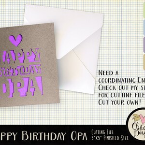 Happy Birthday Opa Card SVG Cutting File 5 Square | Etsy