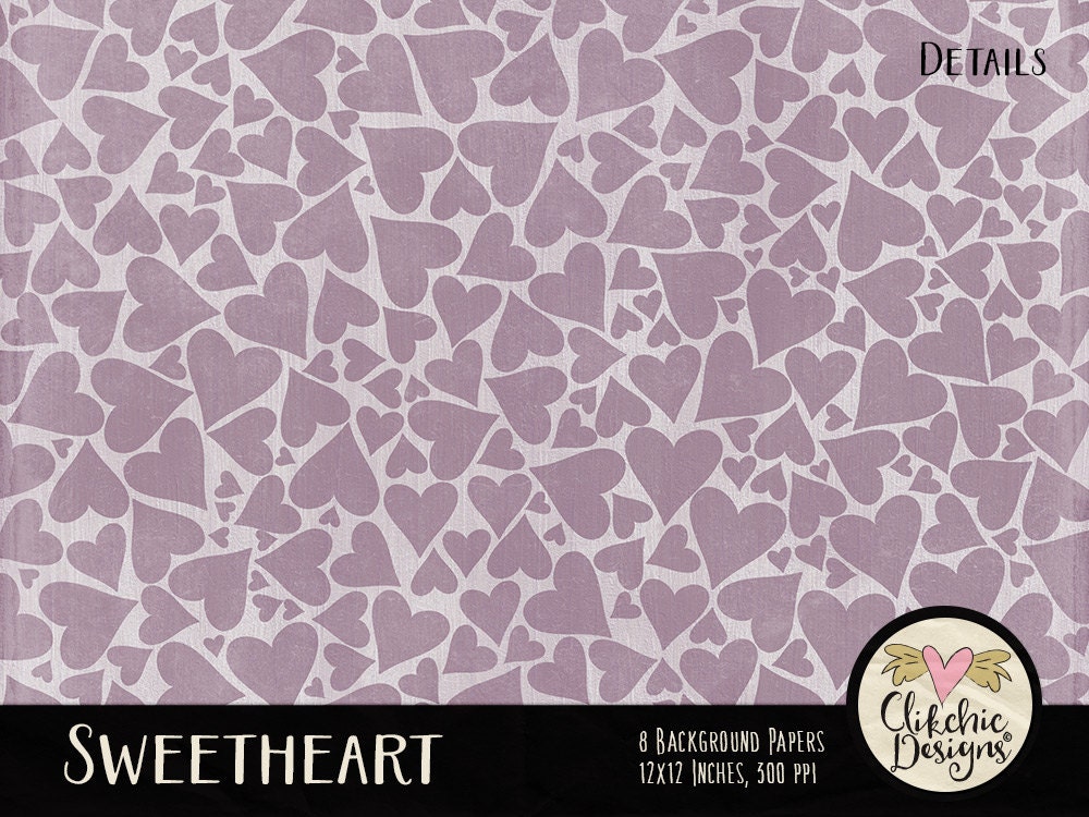 Romantic Digital Paper Pack Sweet Love Heart Valentine Papers Love ...