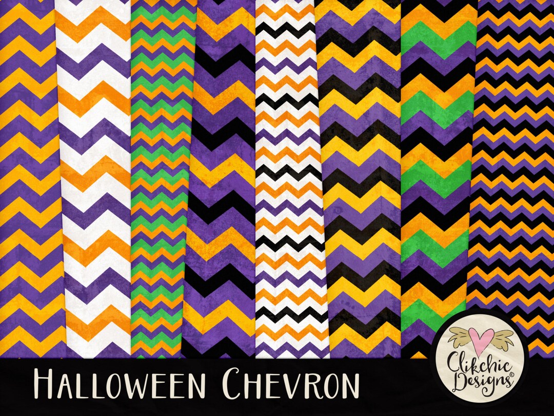 Halloween Paper Pack - Chevron Digital Scrapbook Paper - Halloween ...