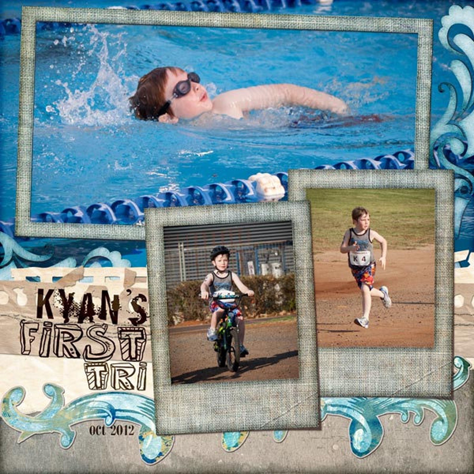 Beach Digital Scrapbooking Kit Ocean Tones Clipart Kit Swimming Beach ...