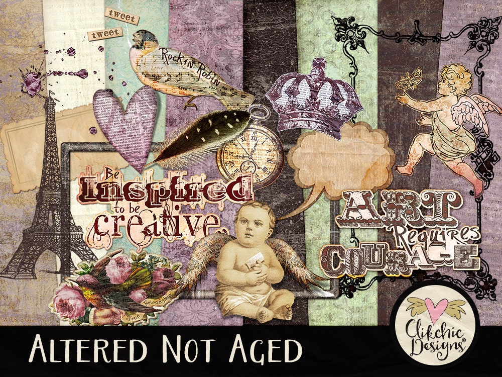 Art Journal Digital Scrapbooking Kit Clip Art - Art Journal Digital ...