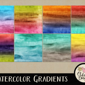 Watercolor Digital Paper Pack - Watercolor Gradient Digital Scrapbook ...