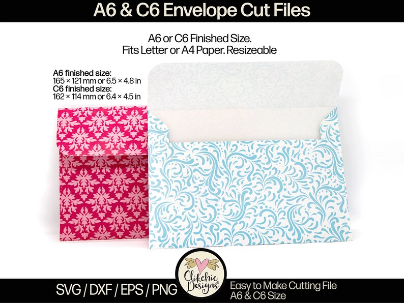 A6 Envelope SVG Cutting File, C6 Envelope Template Cut File, PNG ...