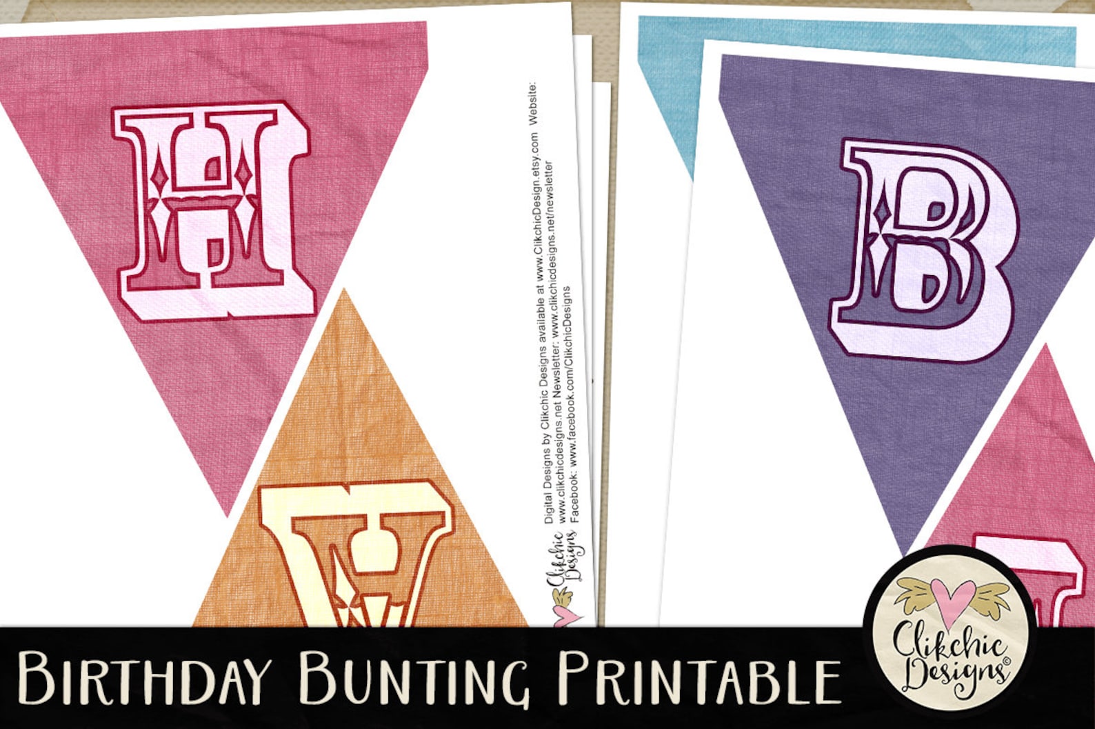 Printable Birthday Bunting Printable Birthday Banner, Printable Party ...