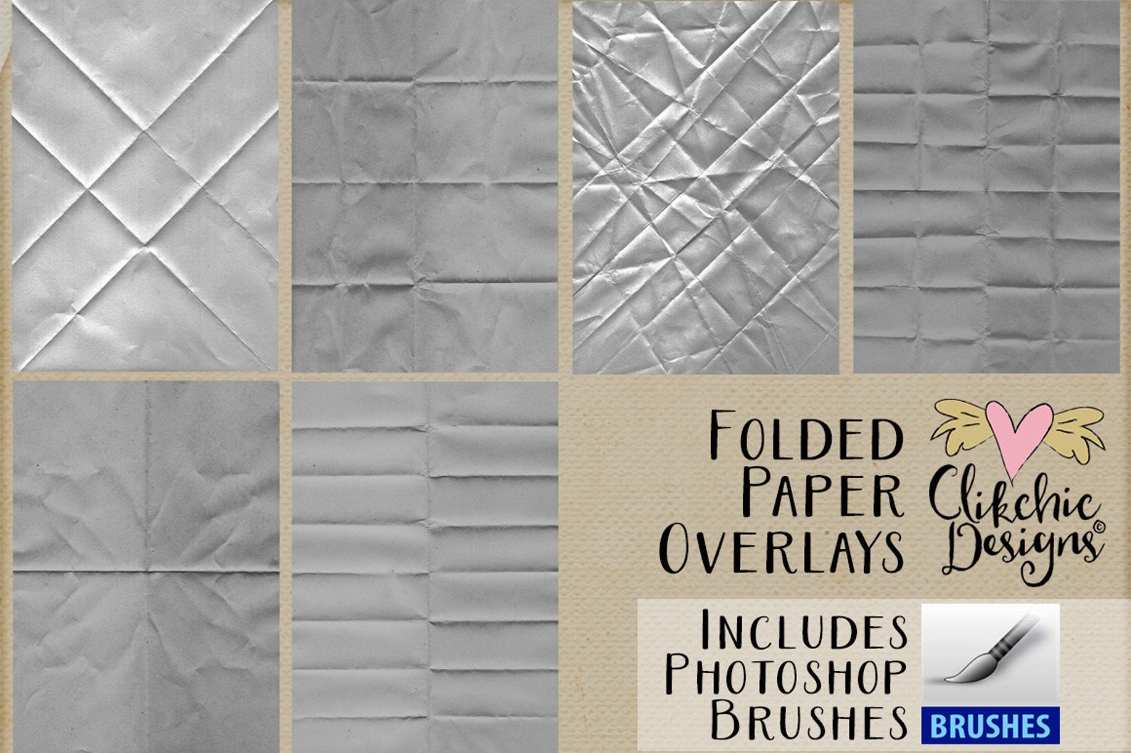 Folded Paper Texture Overlays - Digital Paper Overlays Clipart - 6 ...