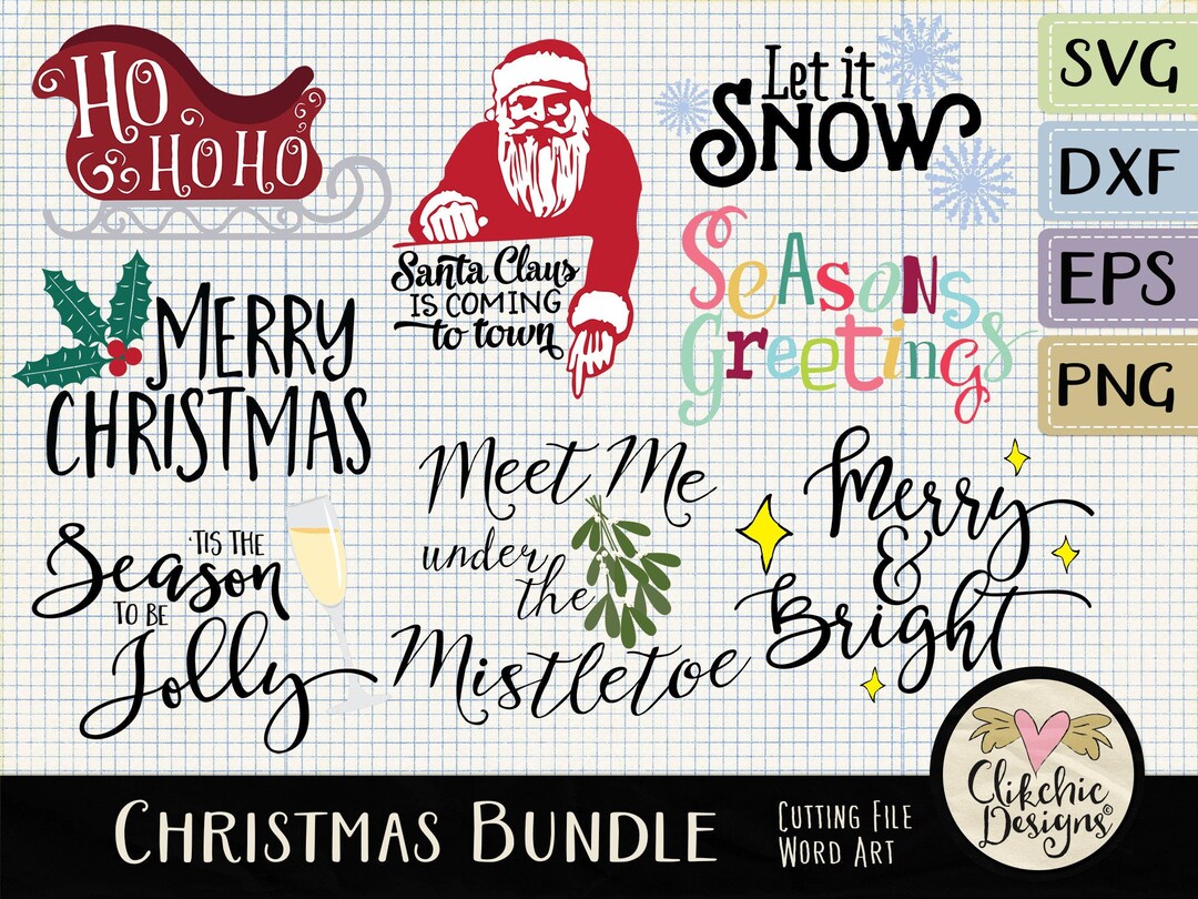 Christmas SVG Clipart Bundle, Christmas Cutting Files, Santa Svg ...
