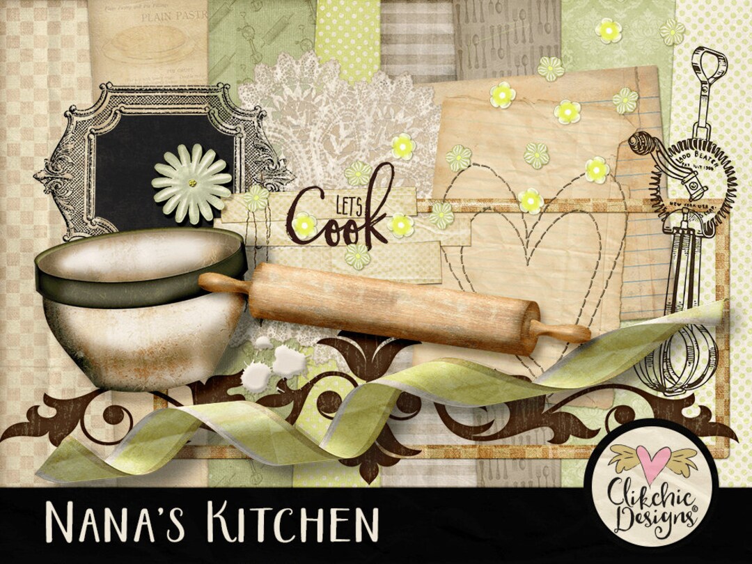 Cooking Digital Scrapbook Kit Clipart - Nana's Kitchen Digital Clip Art ...