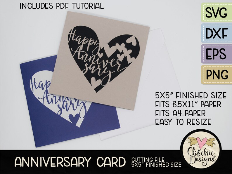Happy Anniversary Card SVG Cutting File, 5" Square Anniversary Card Cut ...