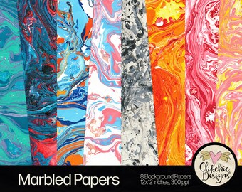 Marbled Digital Scrapbook Paper Pack Marbled Digital Printable Paper ...