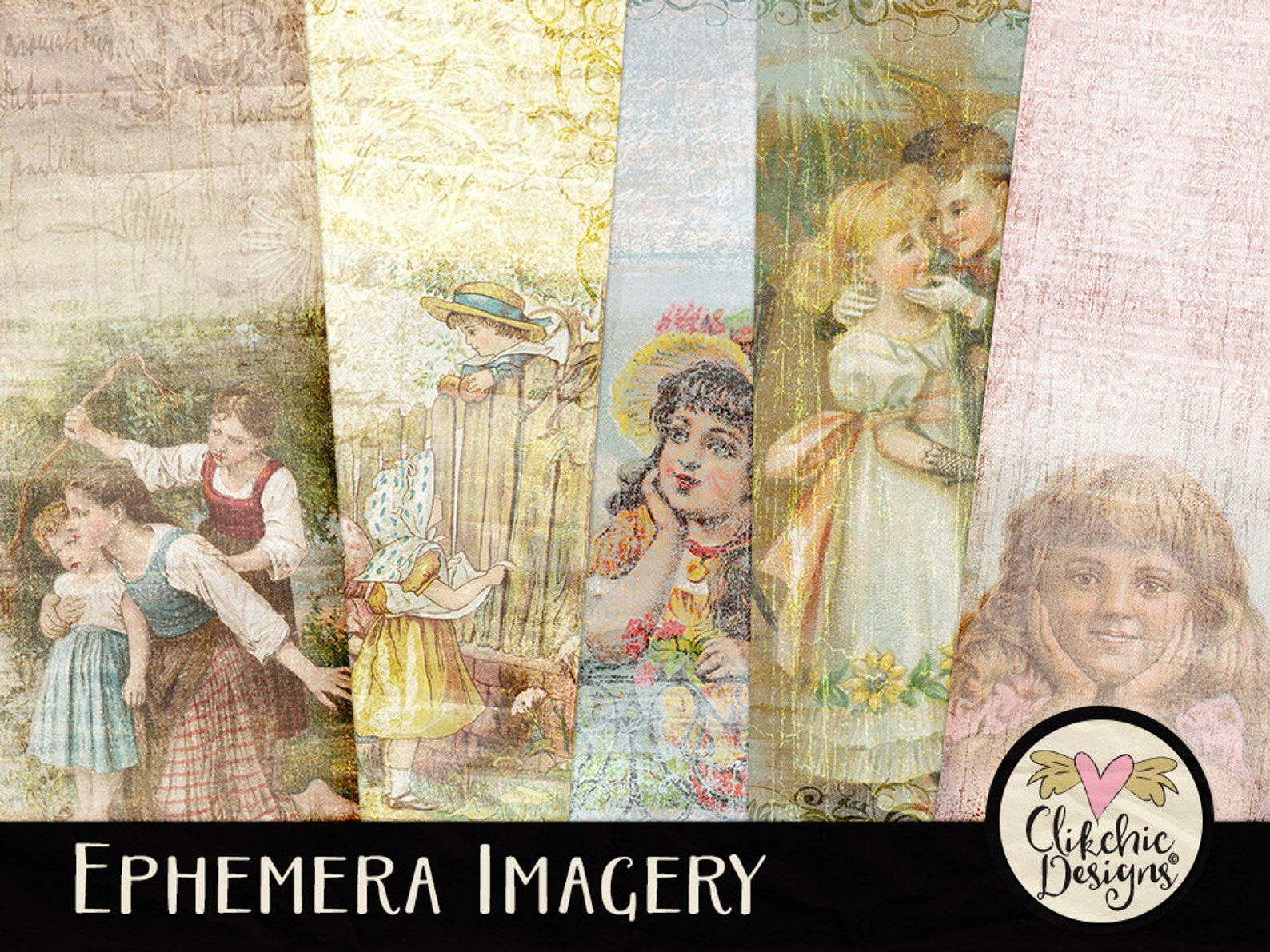 Vintage Digital Paper Pack Chic Ephemera Imagery Digital - Etsy
