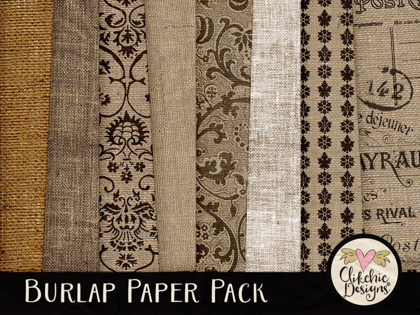 Burlap Paper Pack Digital Scrapbook Paper Background - Etsy