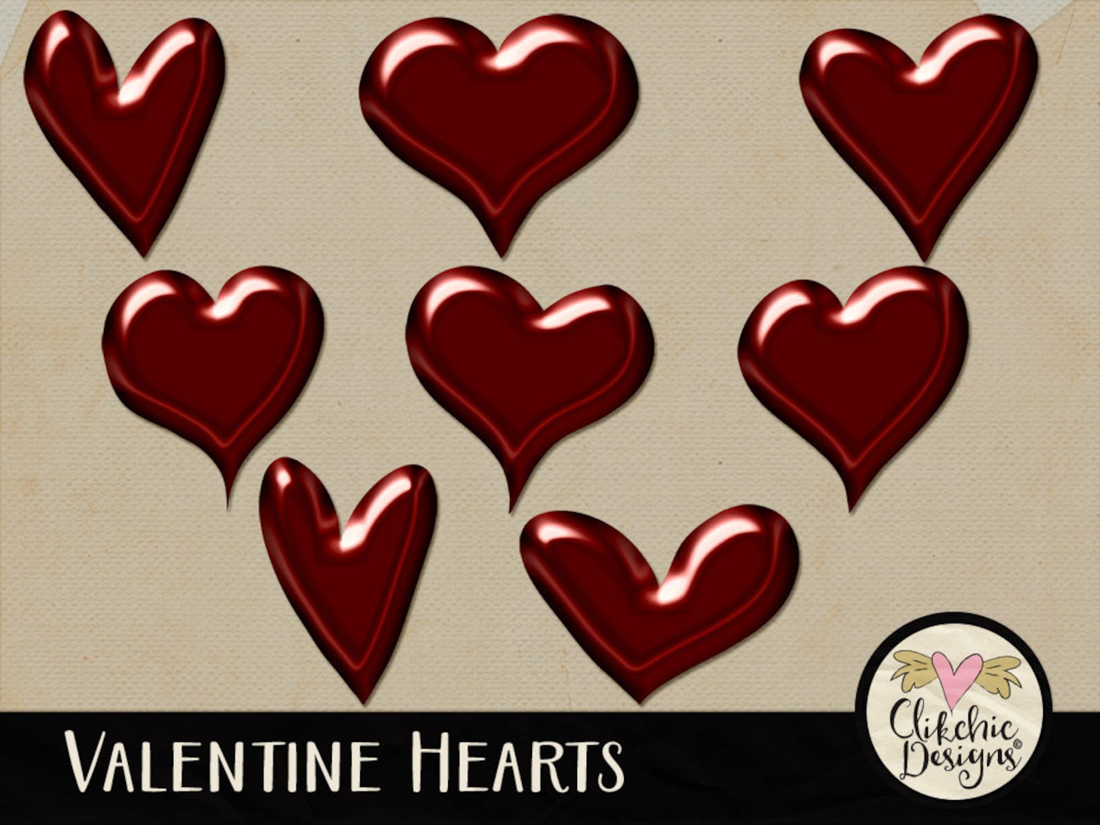 Hearts Clipart Digital Love Hearts Digital Scrapbook Clip Art ...