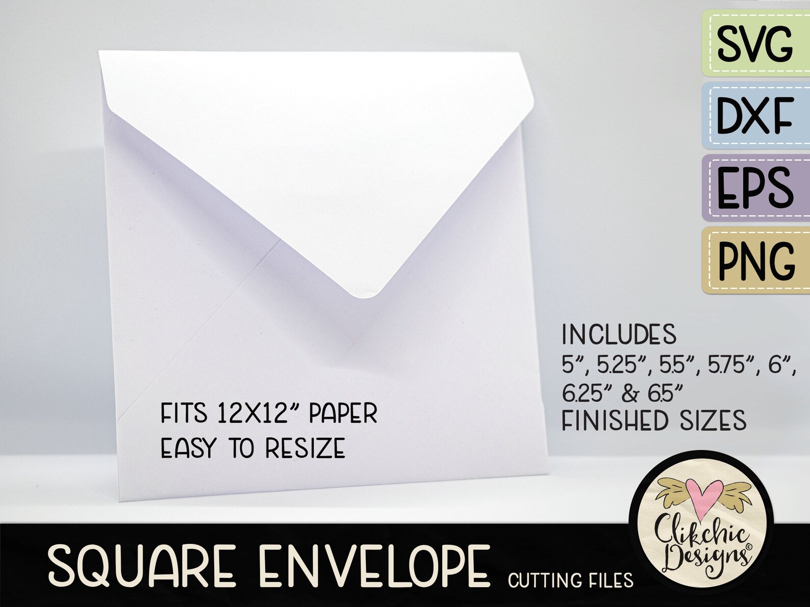 Square Envelope SVG Cutting File, 7 Sizes 5-6.5 Square Envelope ...