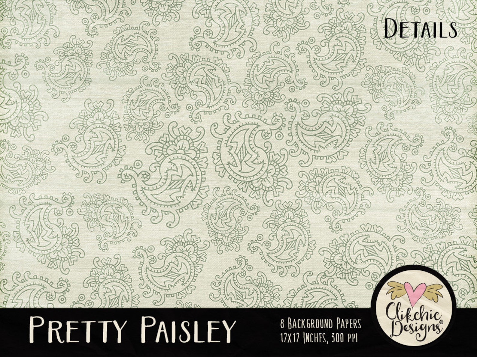 Paisley Digital Paper Pack - Pretty Paisley Digital Scrapbook Paper ...