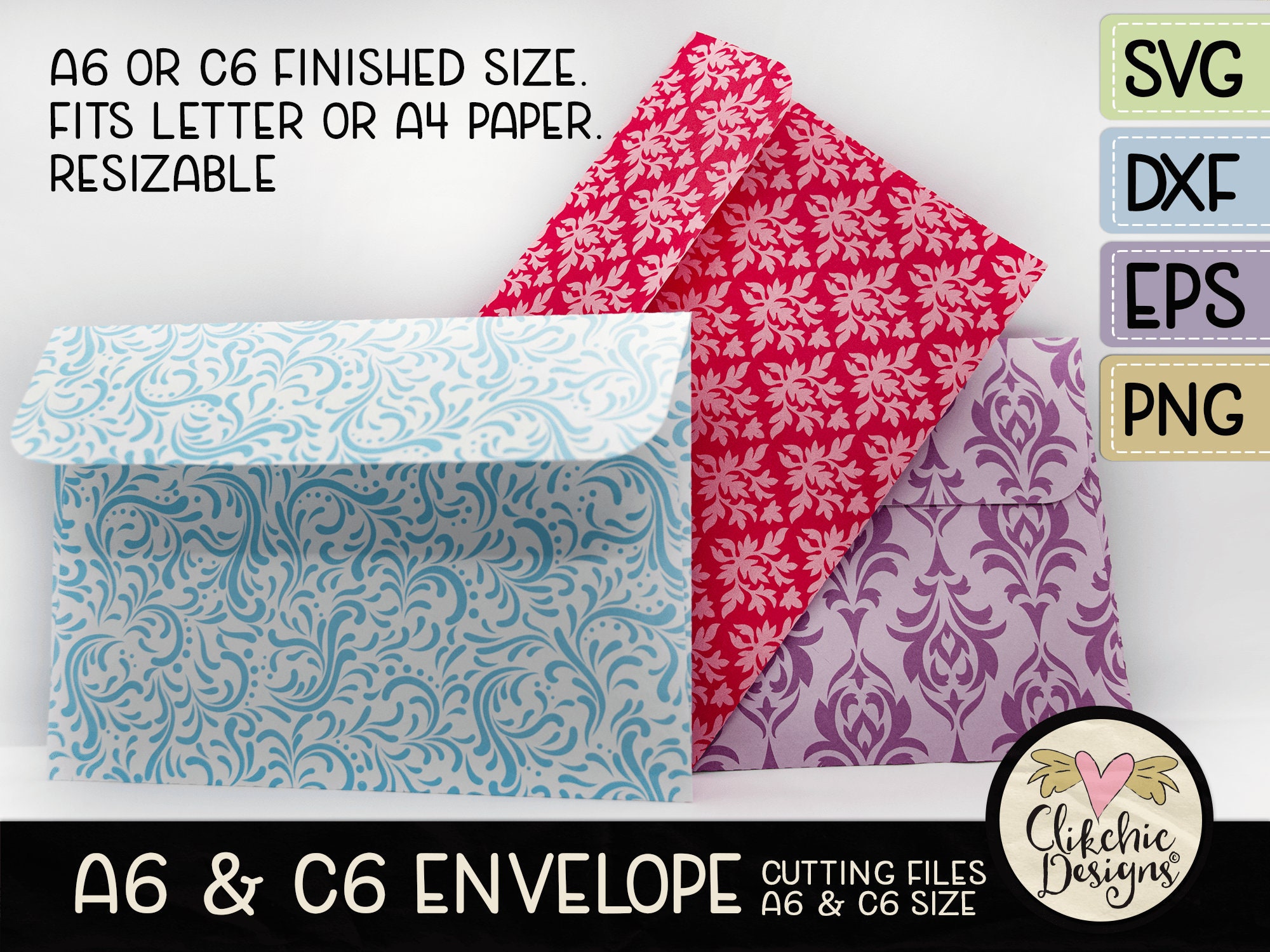 A6 Envelope SVG Cutting File, C6 Envelope Template Cut File, PNG ...