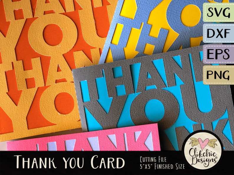 Thank You Card SVG Cutting File 5 Square Thank You Cut | Etsy