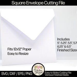 Square Envelope SVG Cutting File, 7 Sizes 5-6.5 Square Envelope ...