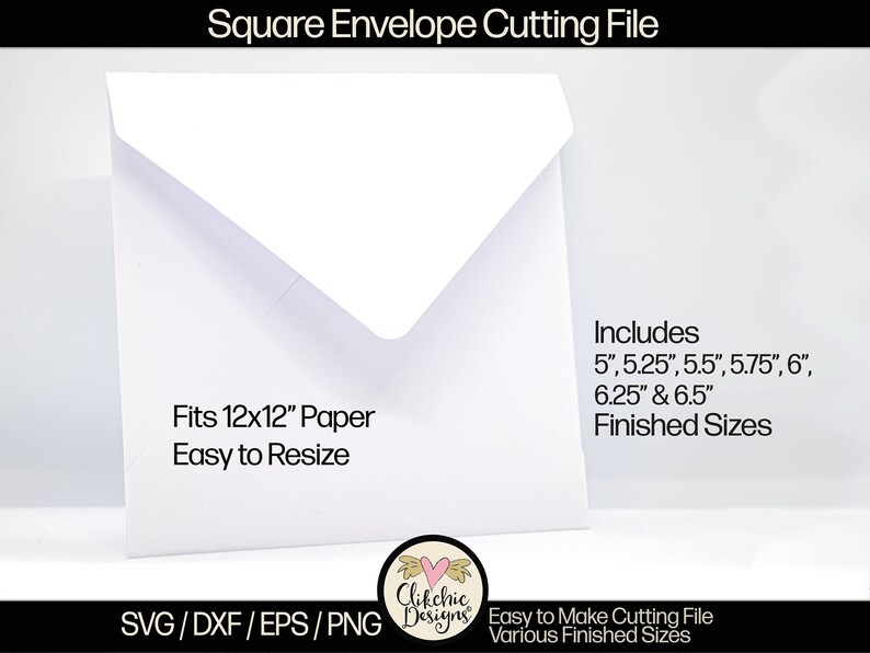 Square Envelope SVG Cutting File, 7 Sizes 5-6.5" Square Envelope ...