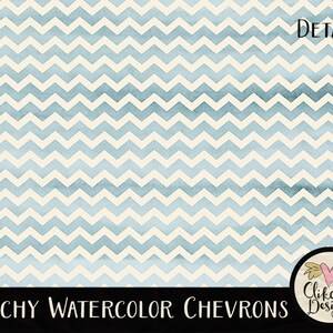 Watercolor Digital Paper Pack - Chevron Beachy Watercolor Digital ...