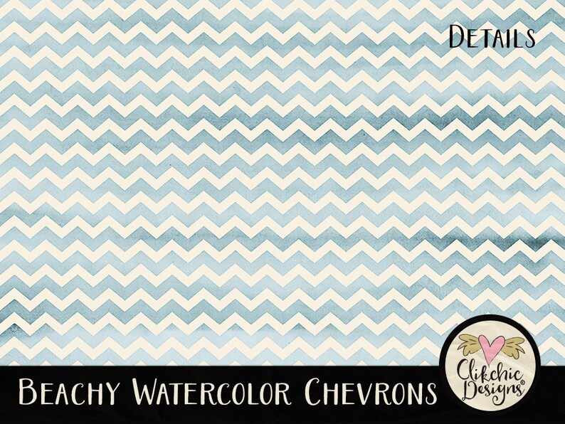 Watercolor Digital Paper Pack Chevron Beachy Watercolor Digital ...