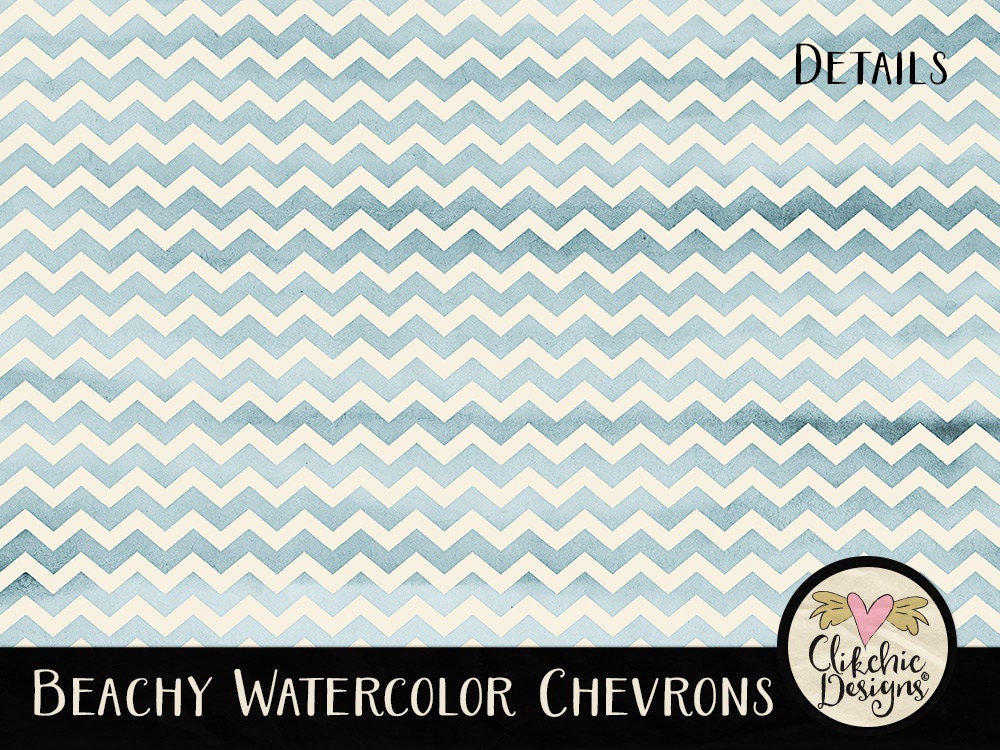 Watercolor Digital Paper Pack Chevron Beachy Watercolor Digital ...