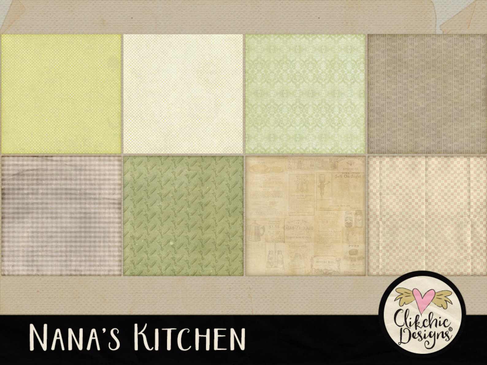 Cooking Digital Paper Pack - Nana's Kitchen Digital Scrapbook Paper ...