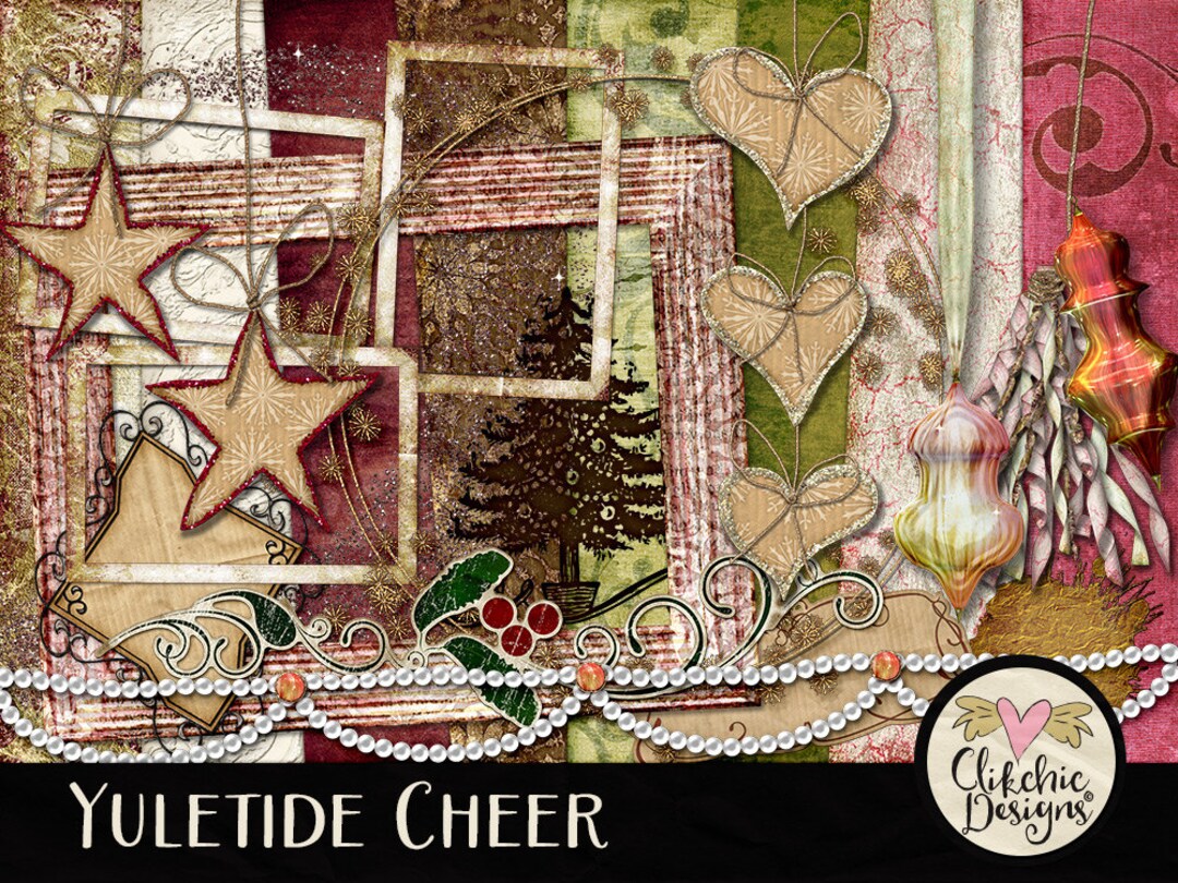 Christmas Digital Scrapbook Kit Clip Art - Yuletide Cheer Christmas ...