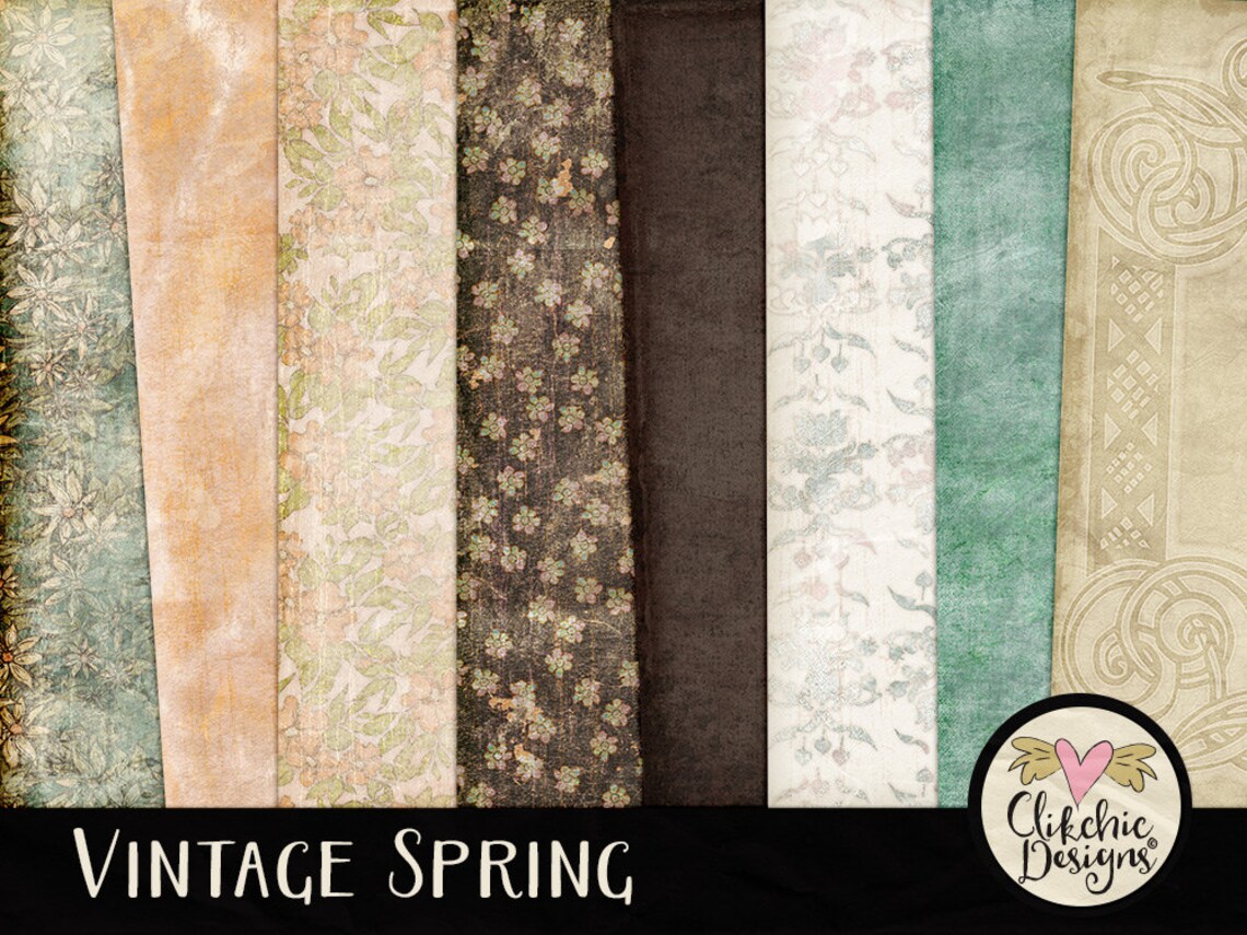 Vintage Digital Scrapbook Kit Clip Art Vintage Spring Shabby Heritage ...
