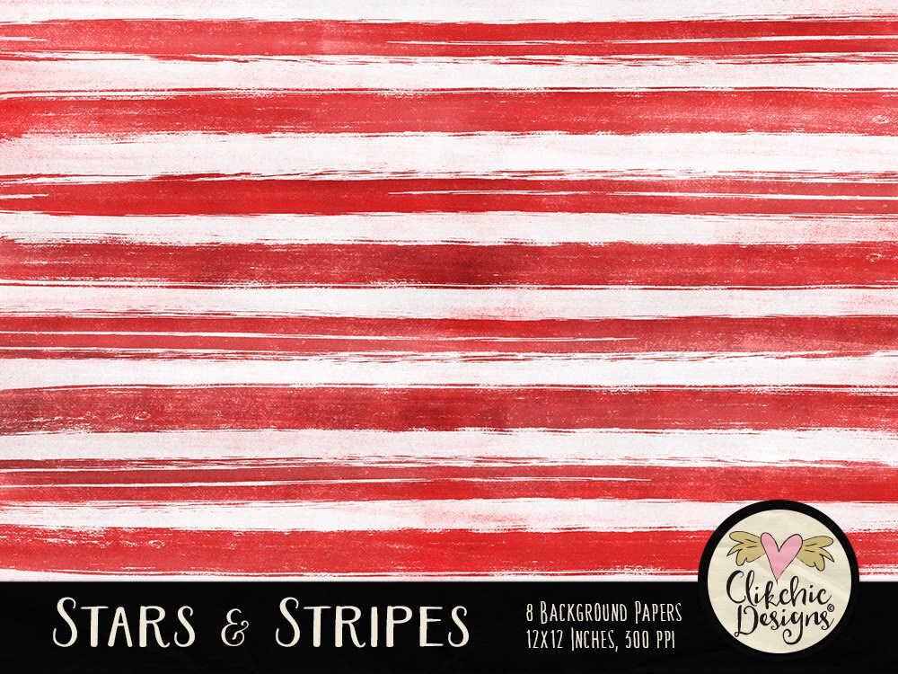 Digital Paper Pack - Stars & Stripes, Fourth of July Digital Scrapbook ...