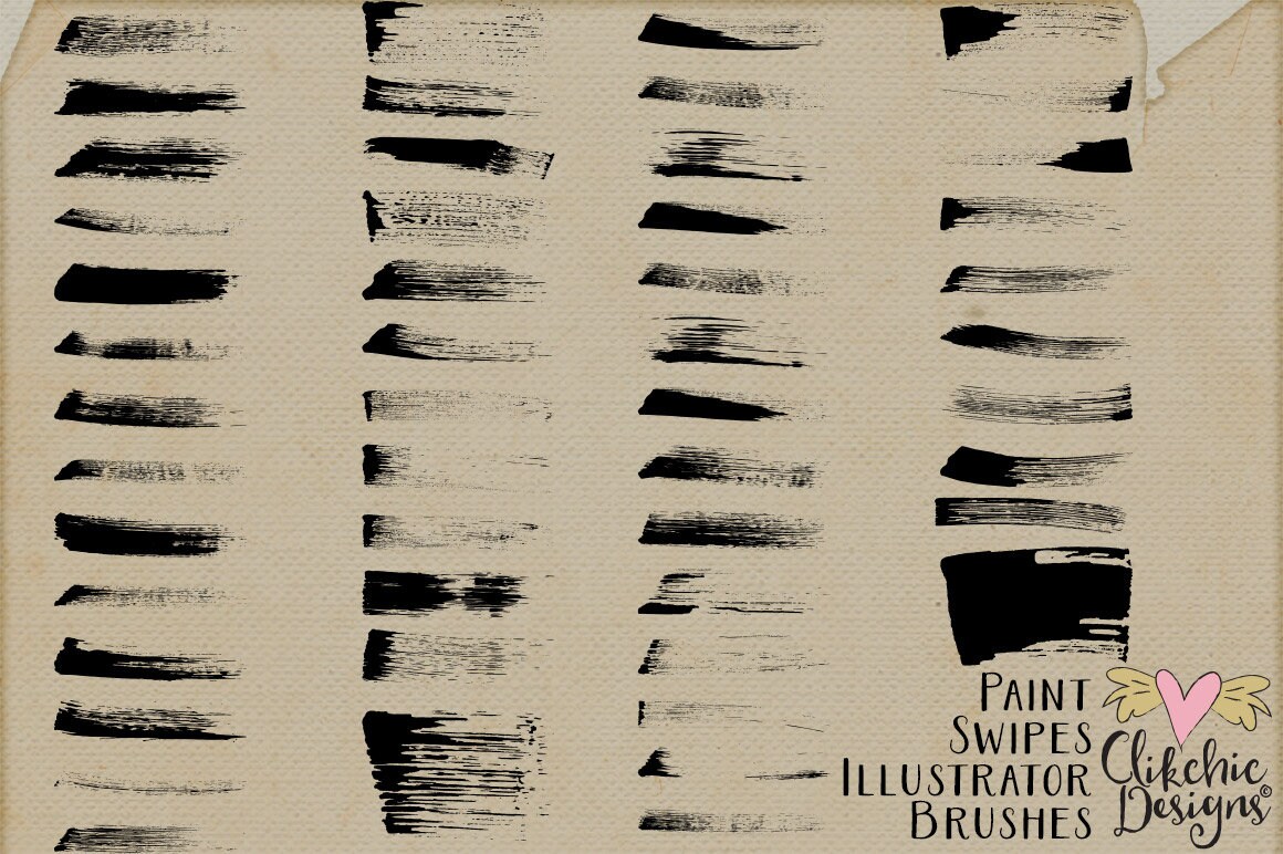 Paint Swipe Illustrator Brushes 47 Vector AI Brushes for | Etsy