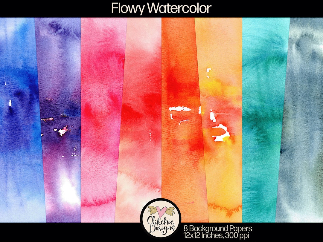 Watercolor Digital Paper Pack - Flowy Watercolor Digital Scrapbook ...