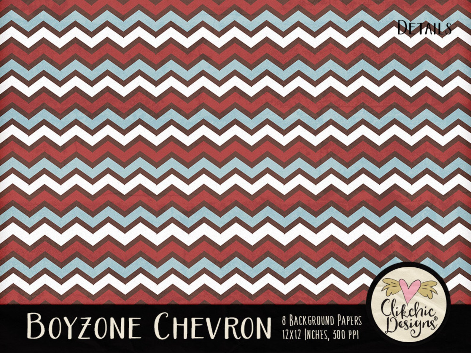 Chevron Paper Pack Boyzone Bold Chevron Digital Scrapbook - Etsy