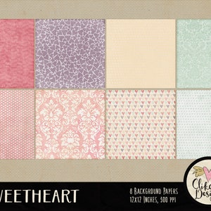 Romantic Digital Paper Pack Sweet Love Heart Valentine Papers Love ...