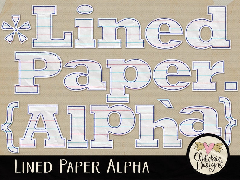 Paper Alpha - Digital Scrapbook Alphabet Clipart - Lined Paper Alpha ...