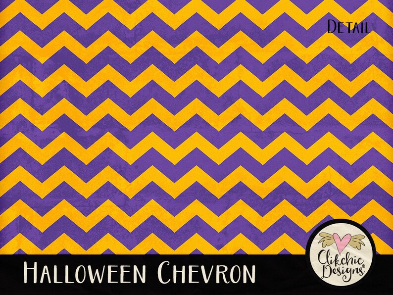 Halloween Paper Pack - Chevron Digital Scrapbook Paper - Halloween ...