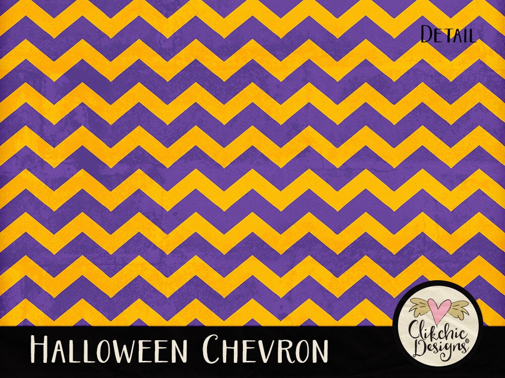 Halloween Paper Pack - Chevron Digital Scrapbook Paper - Halloween ...