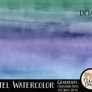 Watercolor Digital Paper Pack Pastel Water Color Paint Gradient ...