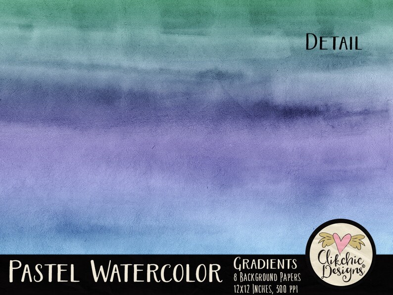 Watercolor Digital Paper Pack Pastel Water Color Paint Gradient ...
