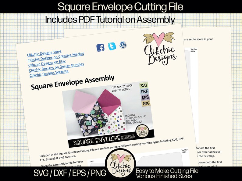 Square Envelope SVG Cutting File, 7 Sizes 5-6.5" Square Envelope ...