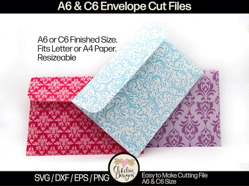 A6 Envelope SVG Cutting File, C6 Envelope Template Cut File, PNG ...