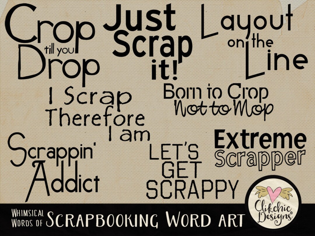 Scrapbooking Word Art Clipart, Scrapbooking Digital Scrapbook Word Art ...