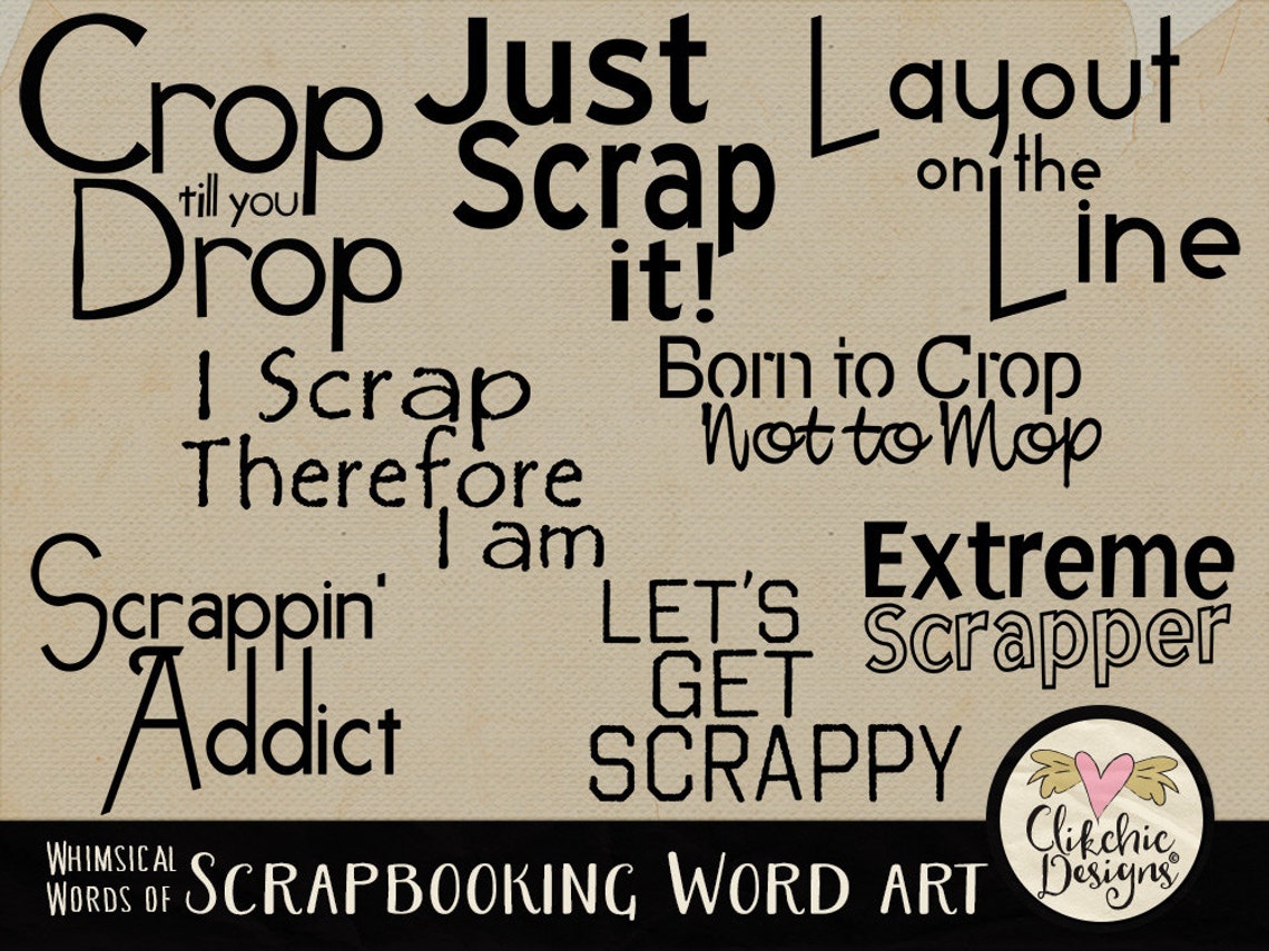 Scrapbooking Word Art Clipart, Scrapbooking Digital Scrapbook Word Art ...