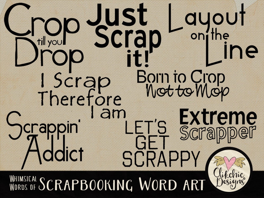 Scrapbooking Word Art Clipart, Scrapbooking Digital Scrapbook Word Art ...