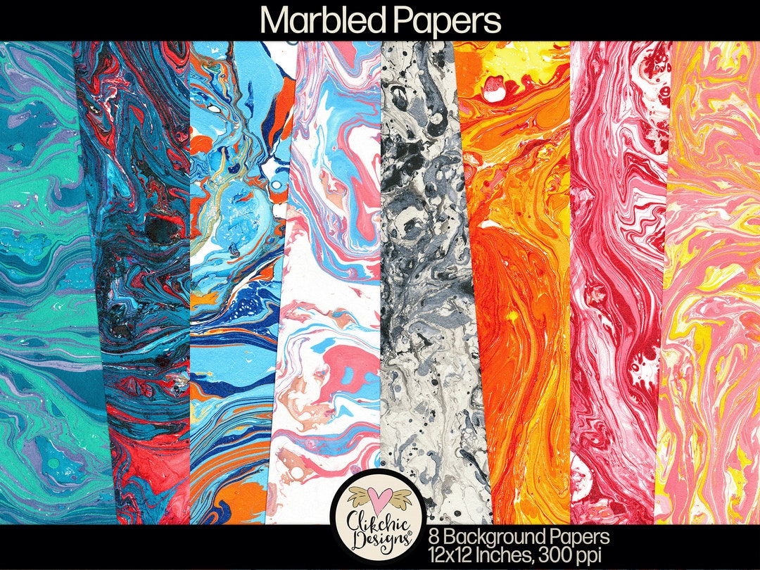 Marbled Digital Paper Pack: Printable Scrapbook Backgrounds (digital ...