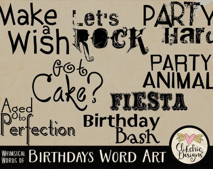 Happy Birthday Clip Art Set // Hand Lettering Word Art // Photoshop ...