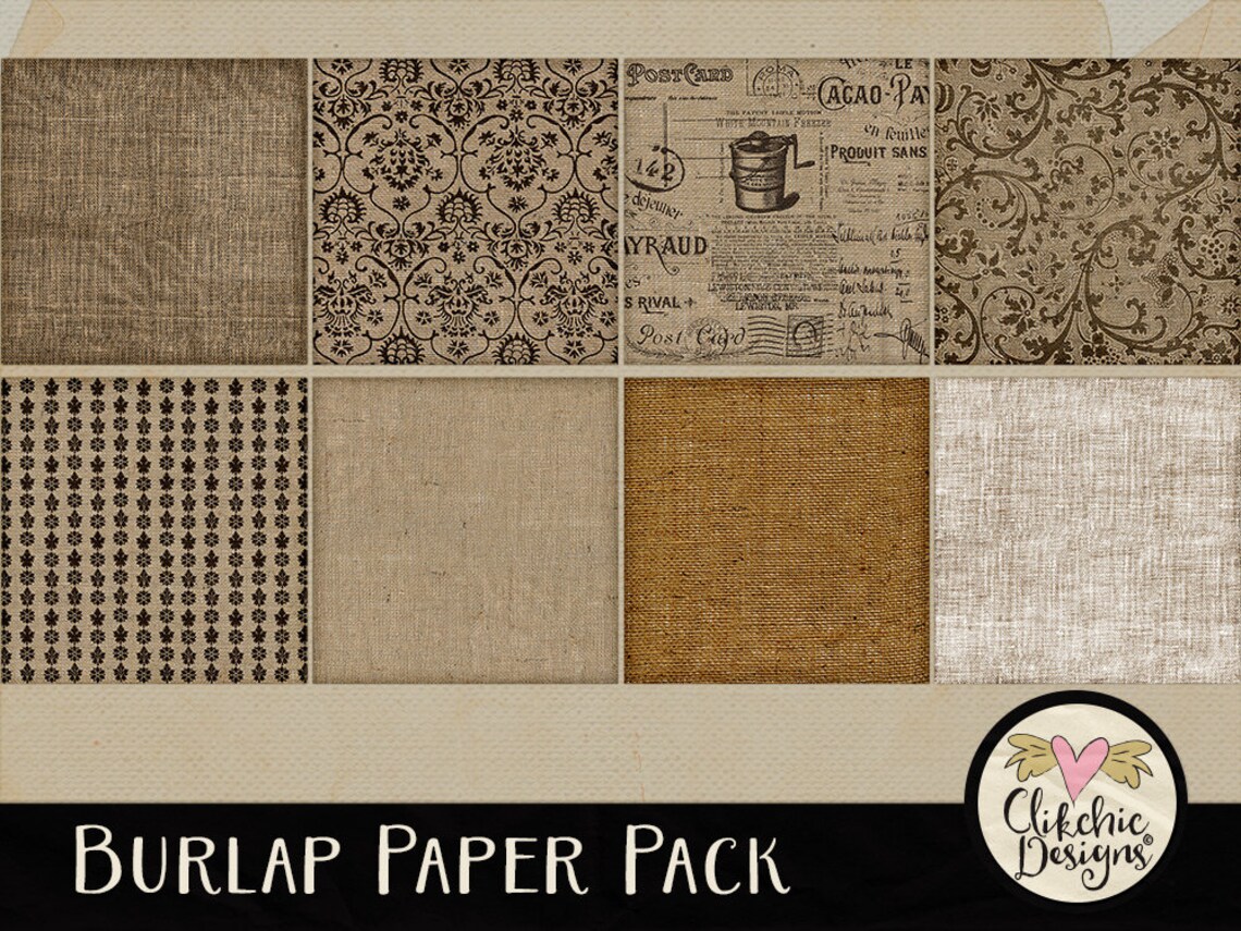 Burlap Paper Pack Digital Scrapbook Paper Background - Etsy