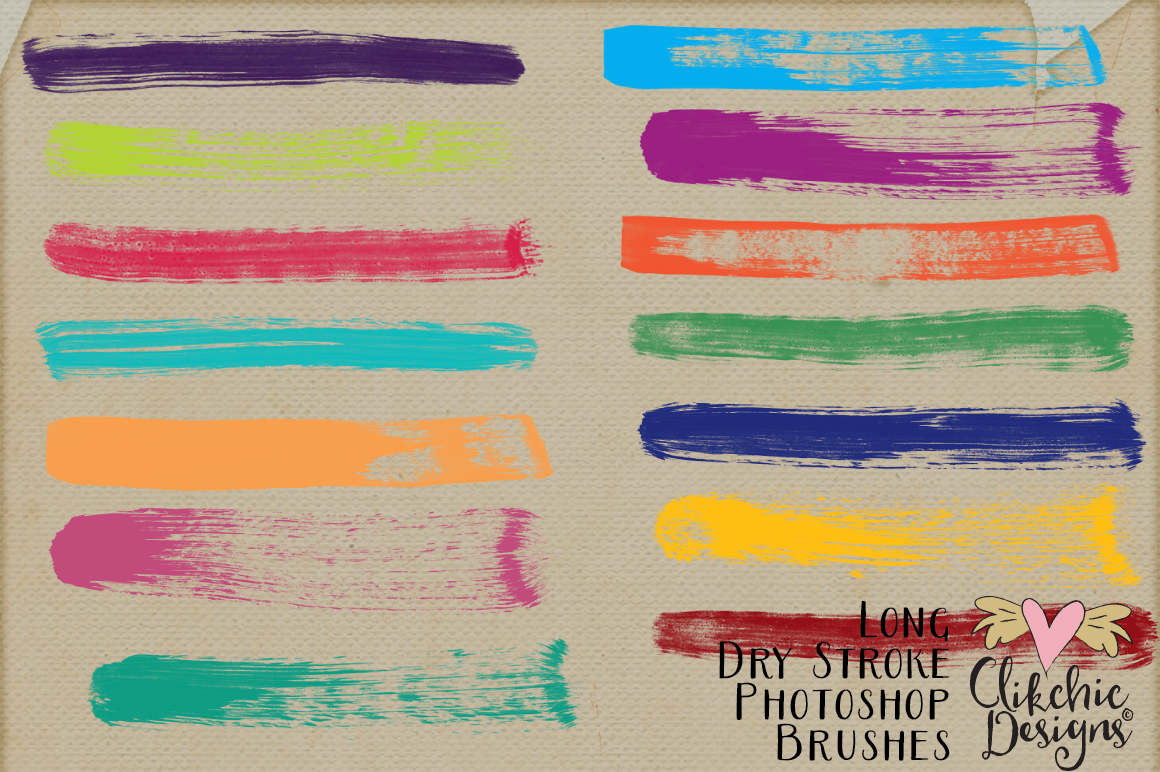 Paint Stroke Photoshop Brushes - Digital Paint Brushes, Long Dry Paint ...